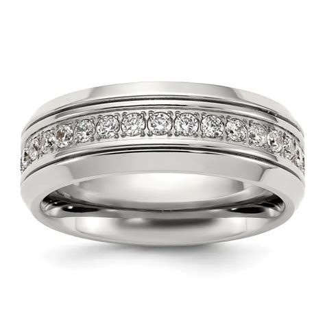 Chisel Stainless Steel Polished With Cz 8mm Band