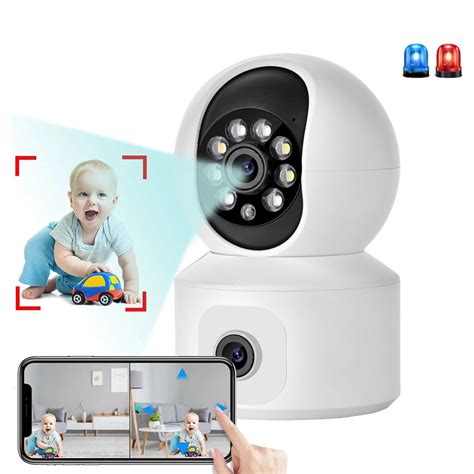 Camera Wifi Double Lens Auto Track Cctv Security Surveillance Indoor Full Color Night Vision