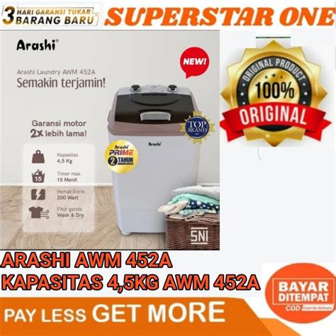 Mesin Cuci Portable Arashi Awm 452a Kapsitas 4 5 Kg Awm 452a Lazada Indonesia