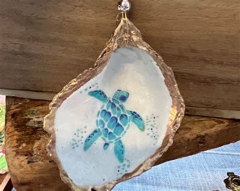 Sea Turtle Shell Ornament Turtle Christmas Ornament Oyster Etsy