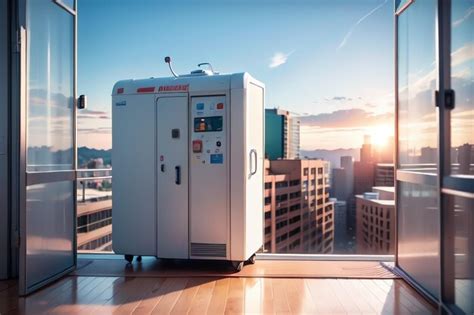 Premium Ai Image A Large White Machine With A Red Label That Says