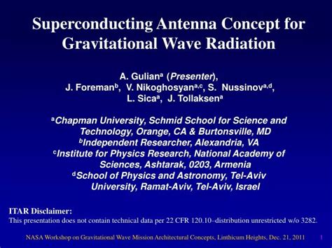 Ppt Superconducting Antenna Concept For Gravitational Wave Radiation