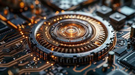 Quantum Processor At The Center Of An Advanced Computer Board Stock