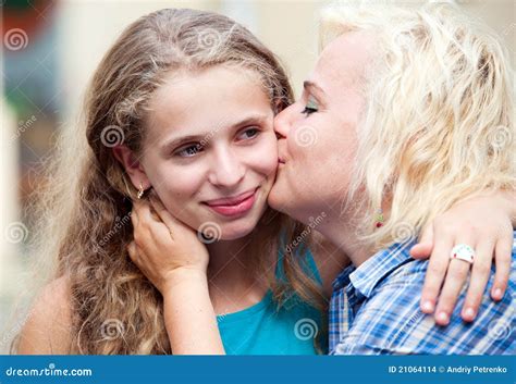Happy Mother Kissing Her Daughter Stock Images Image 21064114