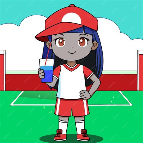 Premium Vector Sporty Anime Girl With A Baseball Cap Holding A Milk