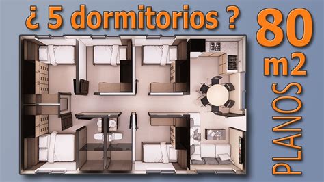 Casa De 80 M2 Plano De Vivenda Con 5 Dormitorios 2 Baños Sala