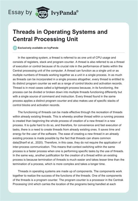 Threads In Operating Systems Central Processing 1120 Words