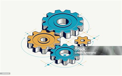 engineer education concept gears and cogs composition isometric 3d