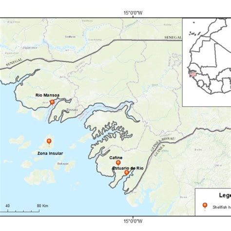 Map Showing Sampled Shellfishing Harvesting Locations Along The