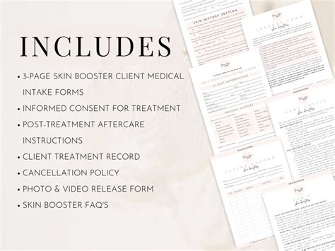 Skin Booster Consent Form Intake Bundle Editable Facial Fillers