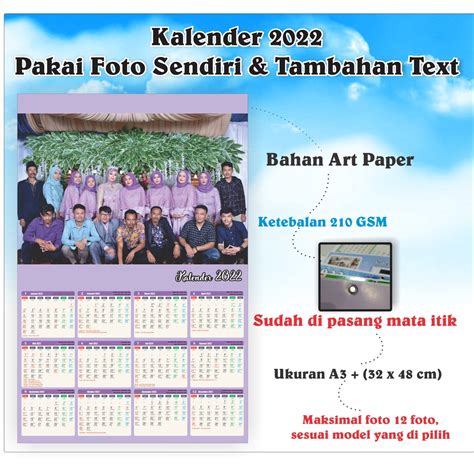 Jual Cetak Kalender Dinding 2025 Aneka Tema Custom Foto Dan Nama Mata