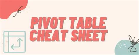 Pivot Table Cheat Sheet For Excel Free Pdf Download Excelgraduate