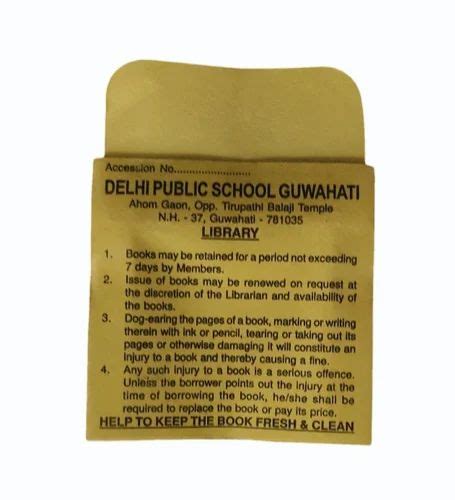Paper Printed School Library Card Envelope At ₹ 2 Piece In Guwahati