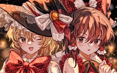 다운로드 하쿠레이 레이무 키리사메 마리사 동방 프로젝트 일본 만화 애니메이션 캐릭터 동방 동방 Niji Sousaku Doujin 애니메이션 동방 캐릭터 바탕