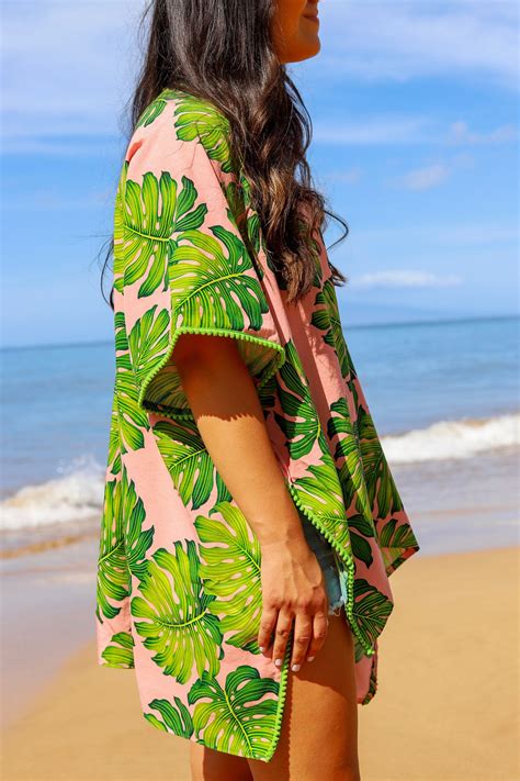 Handmade Beach Kimono Monstera Leaf Beach Kimono Kimono Beach