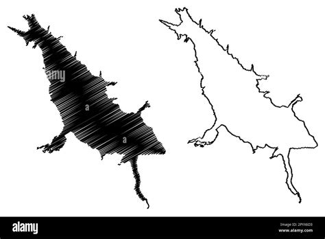 Lake Iskar Reservoir Republic Of Bulgaria Map Vector Illustration