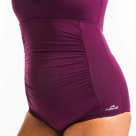 Womens Aquafitness One Piece Swimsuit Mary Burgundy Decathlon