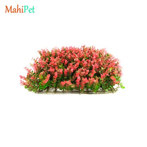 خرید چمن مصنوعی آکواریوم طرح برگ دو رنگ قرمز کد 1728 سایز 24×24 سانتی