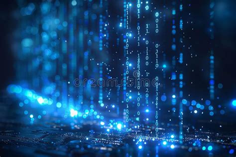 Digital Image Of Cute Blue Binary Code Background With Numbers Falling