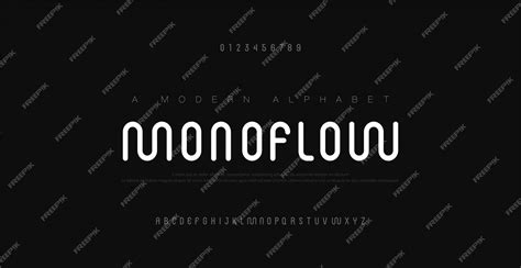 최소한의 현대 알파벳 글꼴 및 숫자 추상 도시 둥근 선 글꼴 인쇄 술 서체 대문자 프리미엄 벡터