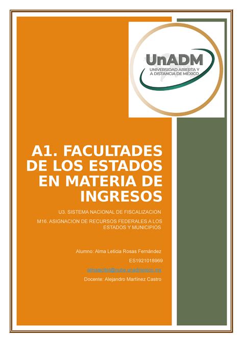 M16 Unidad 3 Actividad Uno Contaduria Y Finanzas Pblicas UnADM
