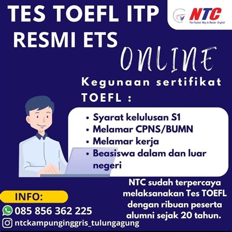 TES TOEFL ITP ONLINE NTC Kampung Inggris