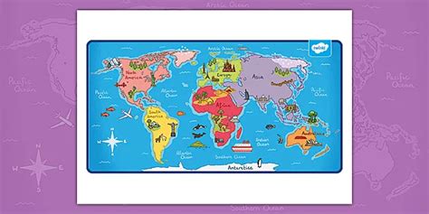 Labelled Map Of The World Display Resources Twinkl 59 Off