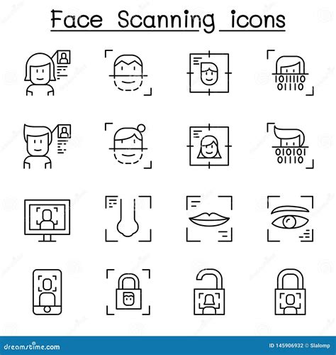 Face Scanning Face Recognition Face Id Face Biometric Icon Set In
