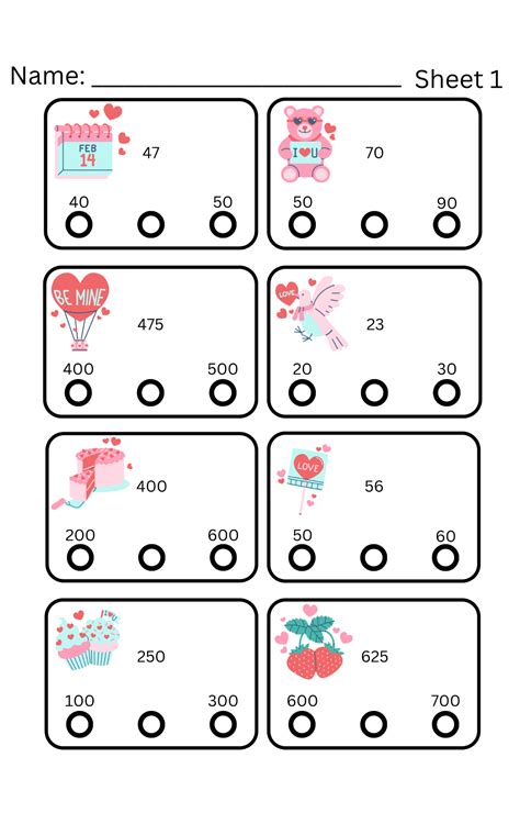 Grade 2 3 4 Aimsweb Plus Valentines Day Number Sense Fluency Triads Sheets In 2024