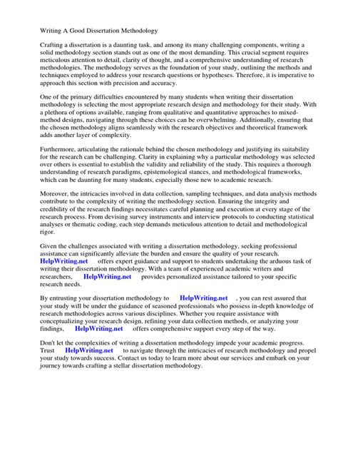 writing a good dissertation methodology download free pdf