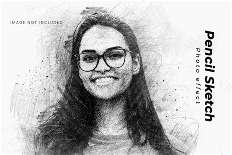 Premium Psd Hand Drawn Digital Pencil Sketch Photo Effect Template