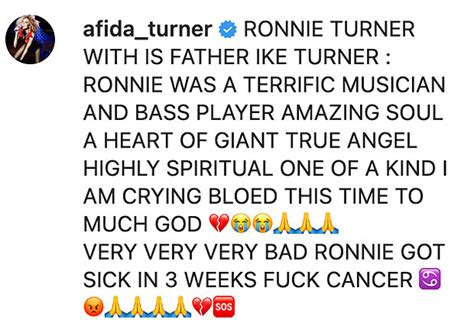 Ronnie Turners Widow Afida Hints Cancer May Be Cause Of Death