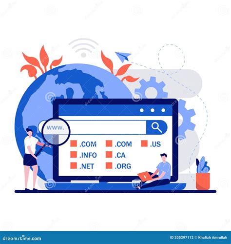 Domain Registration Web Page Concept With Tiny Character People Choose