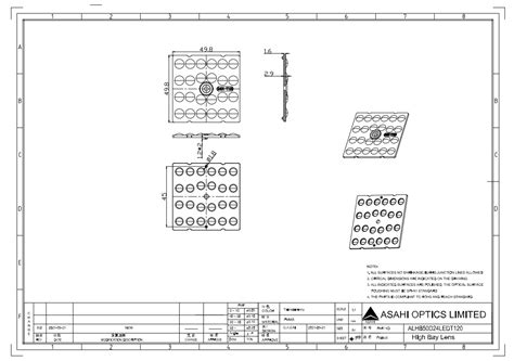 50mm 4x6 Array Lens 120degree Industrial Lighting Lens Asahi Optics