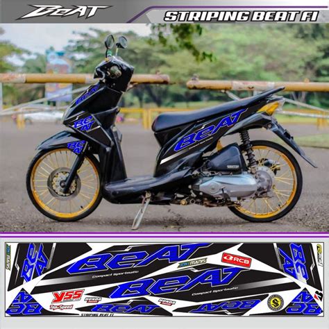 Jual STRIPING MOTOR HONDA BEAT PGM FI DECAL CUSTOM SIMPEL ELEGAN MODEL
