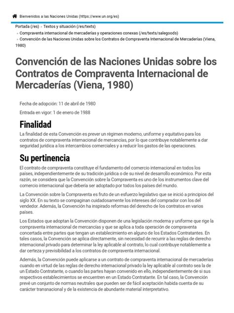 Convención De Las Naciones Unidas Sobre Los Contratos De Compraventa