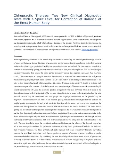Doc Two New Diagnostic Tests For Correcting Postural Balance