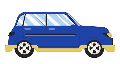 Car Retro Styled 2d Linear Cartoon Object Vehicle Vintage Transport Isolated Line Vector