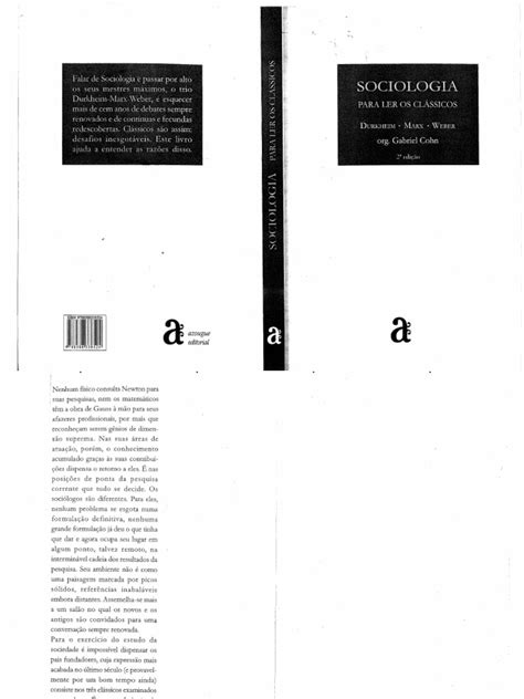 Cohn Gabriel Org Sociologia Para Ler Os Clássicos Pdf Pdf