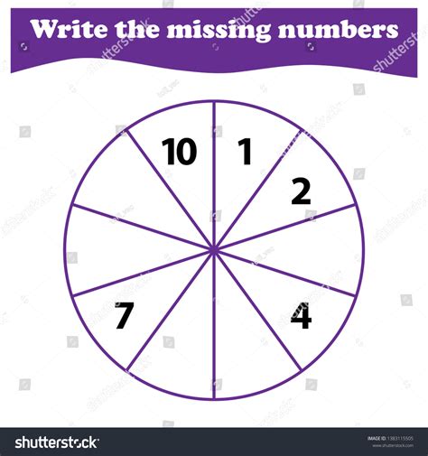 Worksheet Write Missing Numbers Mathematics Task 库存矢量图（免版税）1383115505