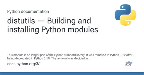 Distutils — Building And Installing Python Modules — Python 3137
