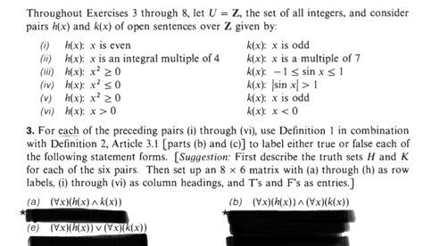 Solved Throughout Exercises Through Let U Z The Set Chegg Com