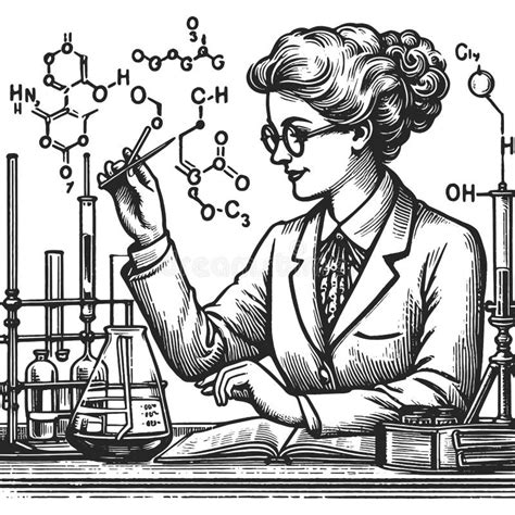 Female Scientist Chemical Research Sketch Vector Stock Illustration Illustration Of Chemistry