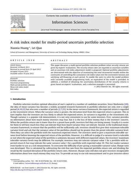 A Risk Index Model For Multi Period Uncertain Portfolio Selection Pdf