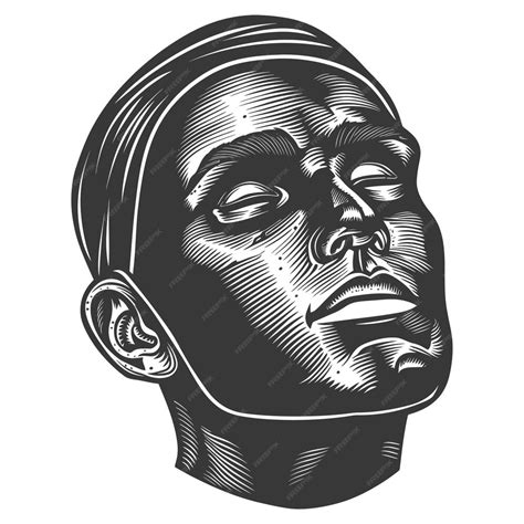 Premium Vector Man Using Face Mask With Engraving Style