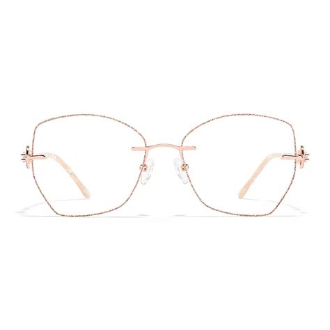 Glitter Rose Gold Polygon Eyeglasses
