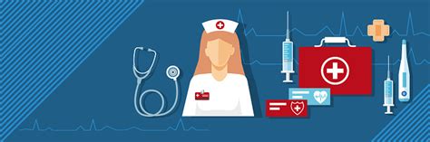 의학 응급 처치 및 건강 관리의 개념 의료 아이콘이있는 다채로운 추상적 인 배경에 의료진 그룹 웹 응용 프로그램 프리젠 테이션 인쇄를위한 평면 스타일의 창조적 인 의료