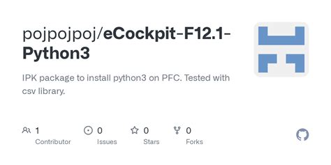 github pojpojpoj ecockpit f12 1 python3 ipk package to install python3 on pfc tested with