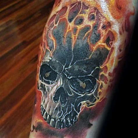 50 Flaming Skull Tattoos For Men Blazing Bone Design Ideas