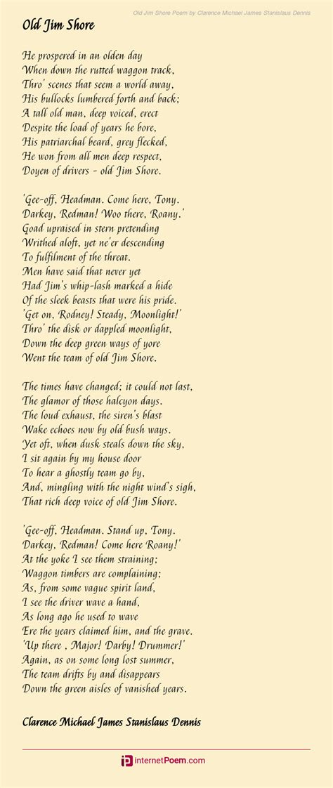 Old Jim Shore Poem By Clarence Michael James Stanislaus Dennis